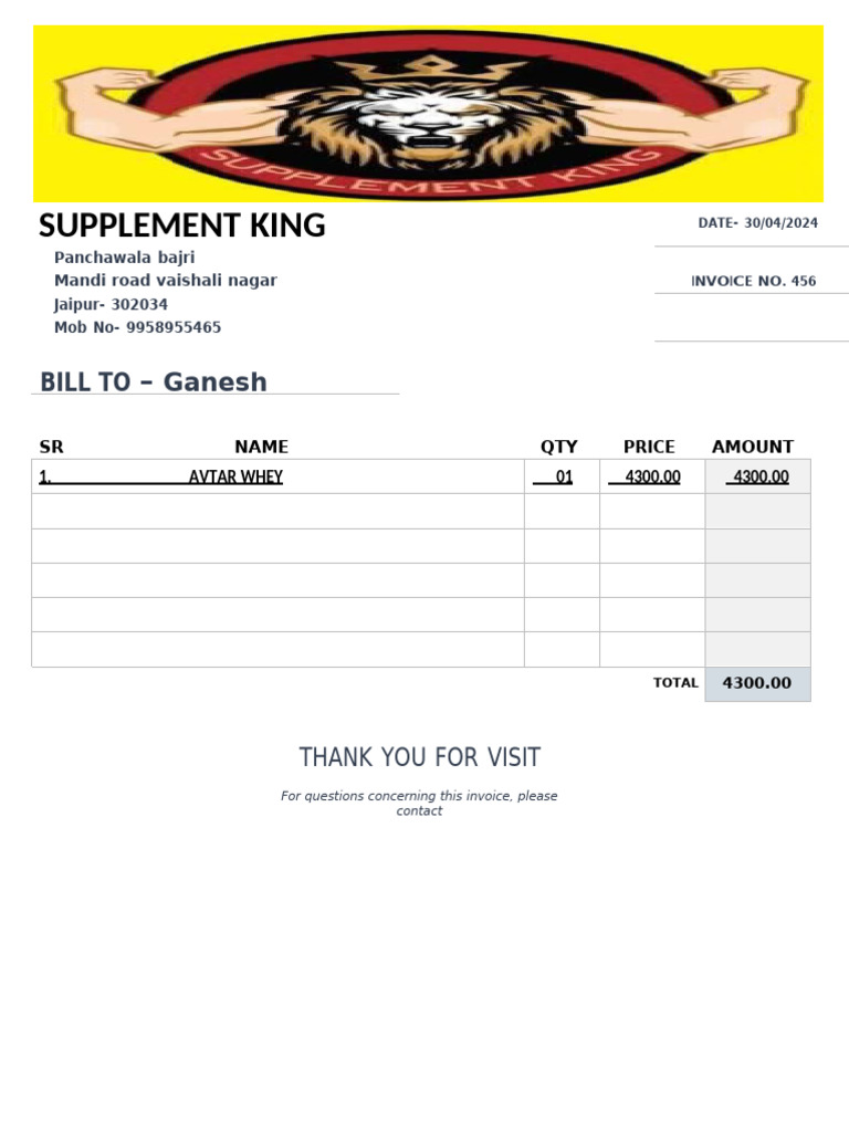 Supplement King-Invoice | PDF