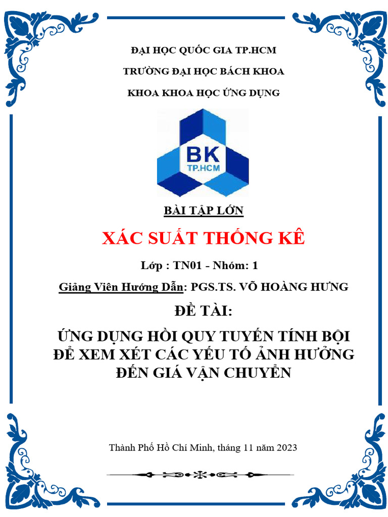 Nhóm 1 - BTL XSTK - K22 - BK | PDF