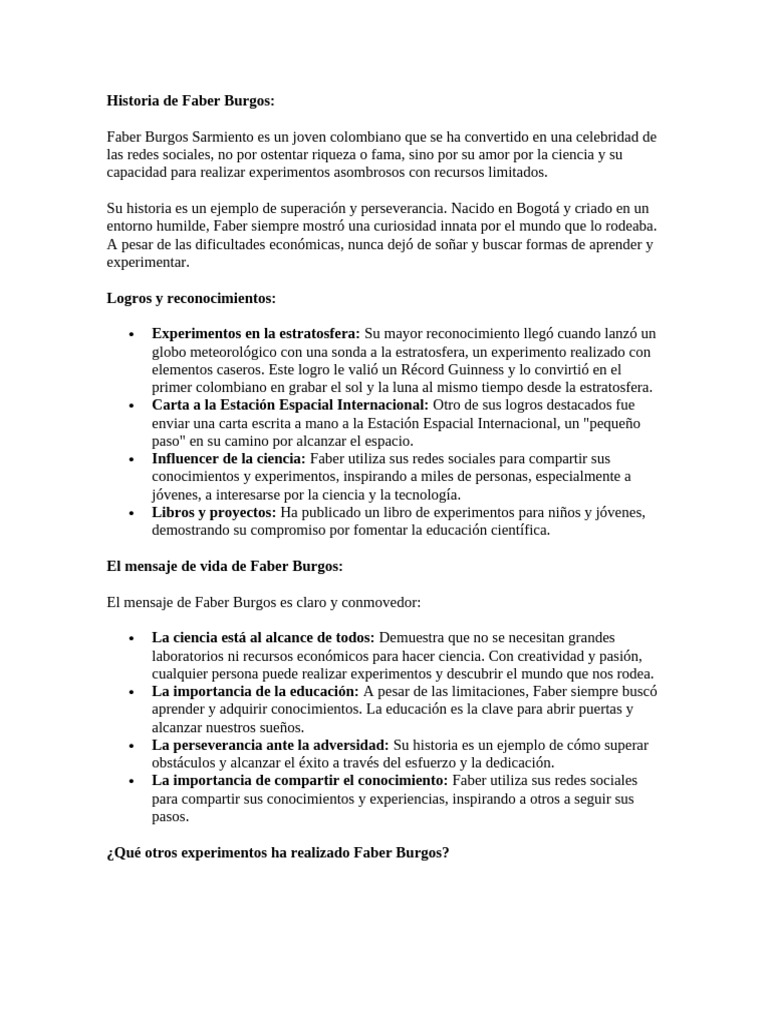 Faber Burgos: Ciencia al Alcance de Todos | PDF | Experimentar ...