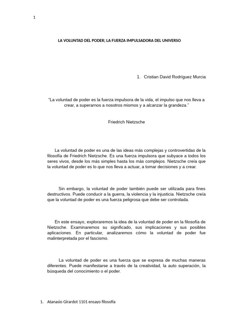 Ensayo La Voluntad Del Poder | PDF | Friedrich Nietzsche | Moralidad