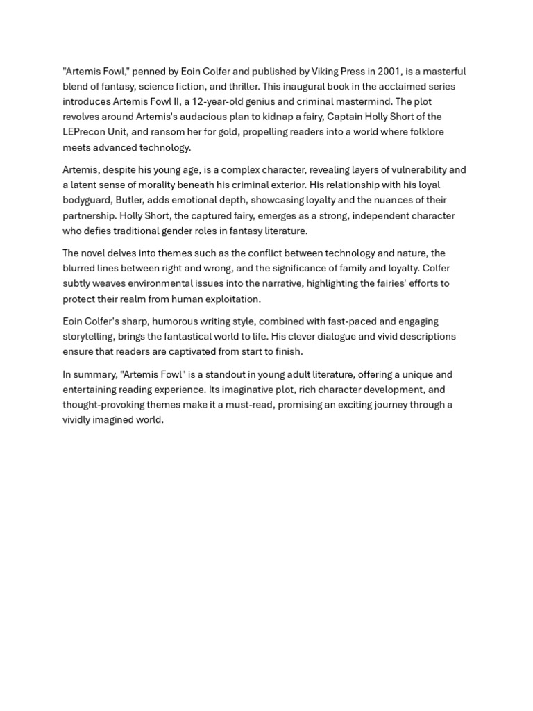 Artemis Fowl | PDF