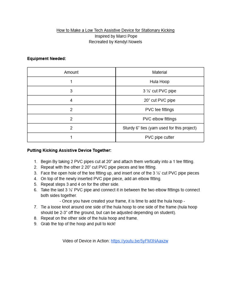 DIY Assistive Kicking Device Guide | PDF