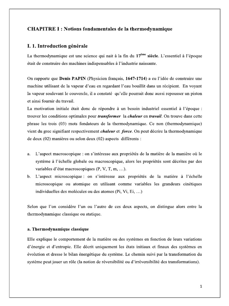 Cours thermo_du chapitre 1_5-Chimie -II | PDF