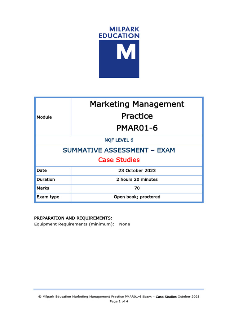 z Exam PMAR01-6 Exam 23 October 2023 BBA - CASE STUDIES (1) | PDF | The Coca Cola Company ...