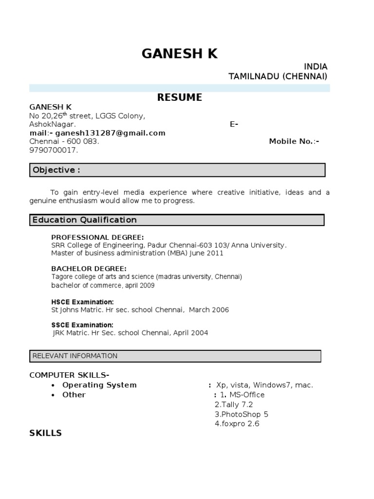 GANESH New Resume | PDF | Business | Art