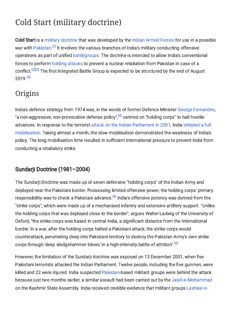 Overview of Cold Start Doctrine | PDF | Military | International Relations