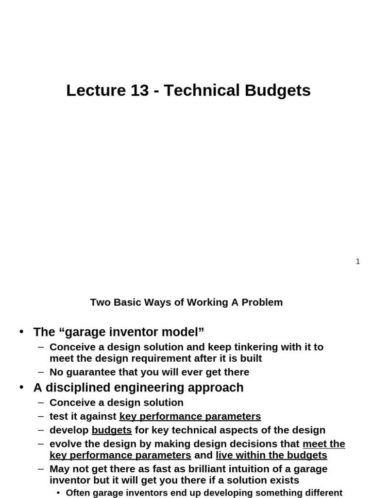Lecture 13 - Technical Budgets | PDF | Center Of Mass | Aircraft