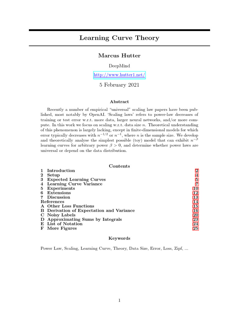 Learning Curve Theory | PDF | Power Law | Mathematics