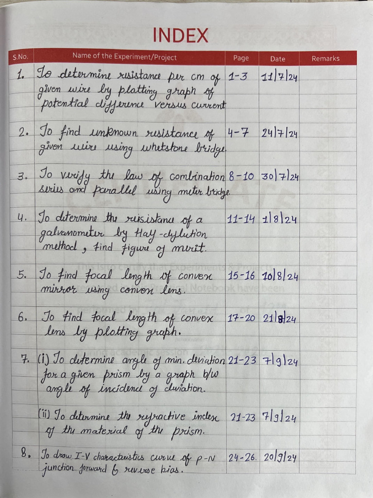 Class 12 Physics Experiments 2024-2025 | PDF