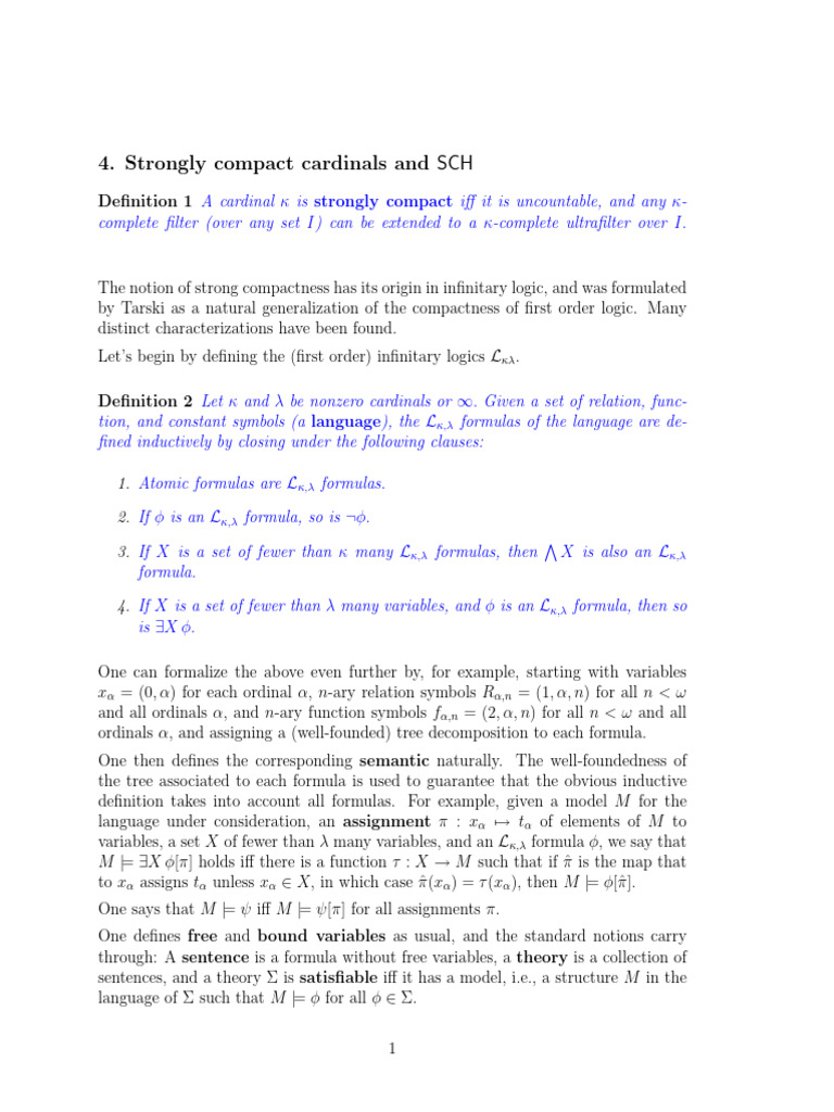 Strongly compact cardinals and SCH | PDF | First Order Logic | Metalogic