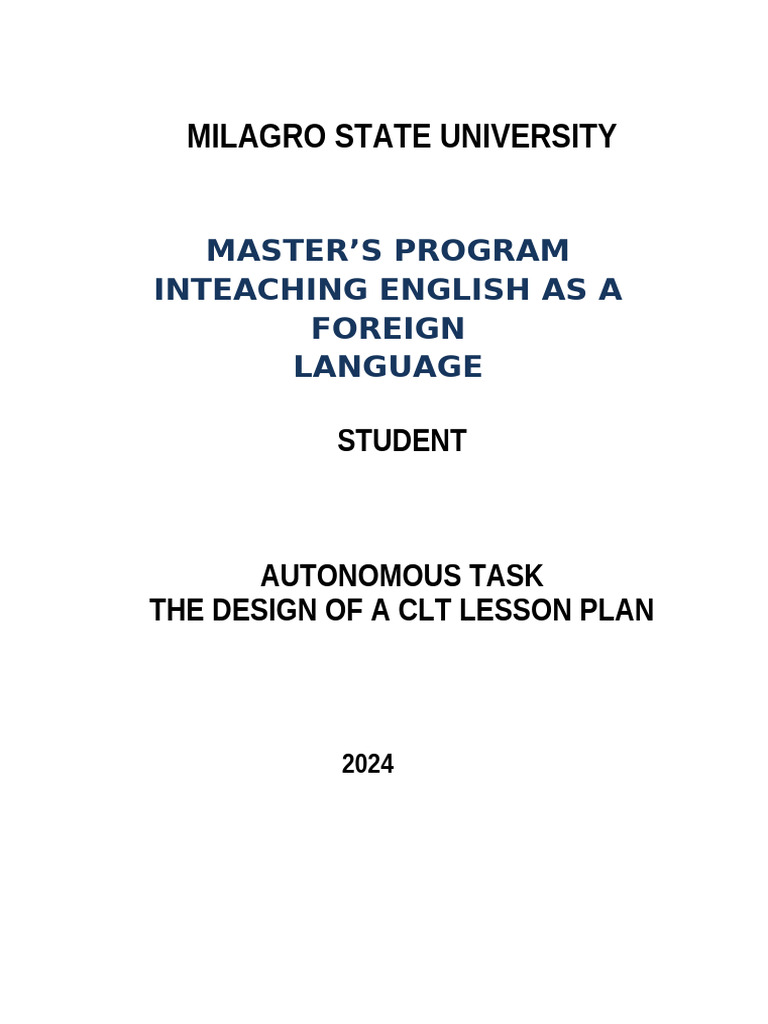 Autonomous Task the Design of a CLT Lesson Plan | PDF | Lesson Plan ...