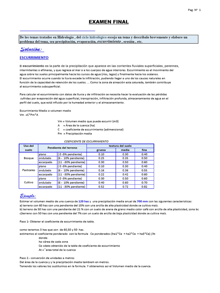 Examen Final JM | PDF | Agua | Precipitación