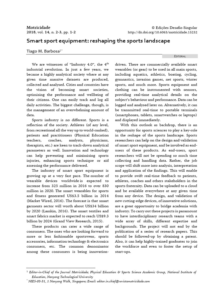 Smart Sport Equipment Reshaping The Sports Landsca | PDF | Wearable ...