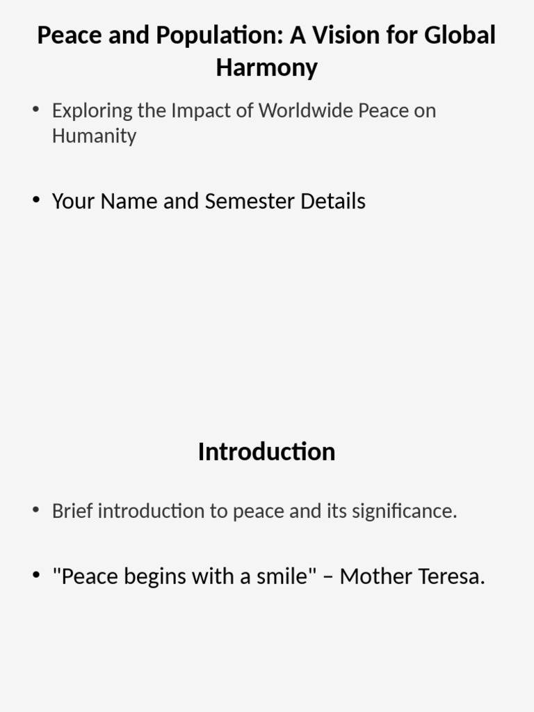 Peace and Population Designed Presentation | PDF | Peace | Infographics