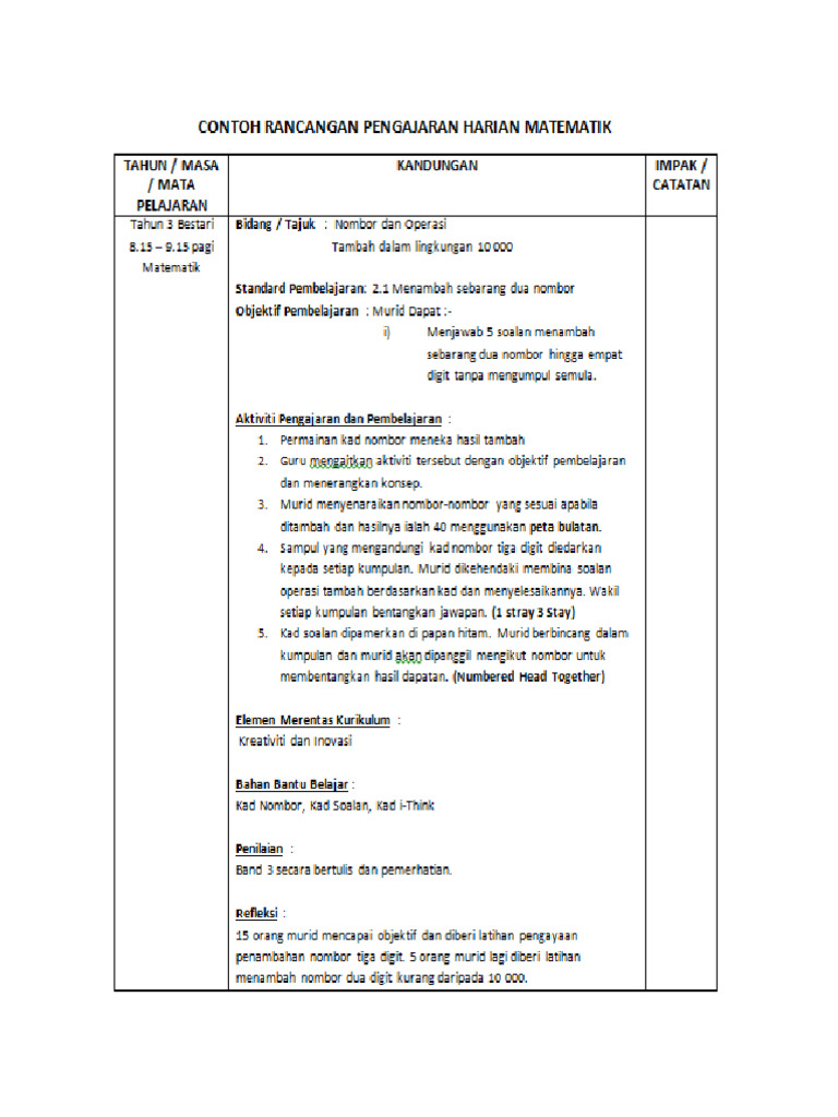 contoh rph abad ke-21 | PDF