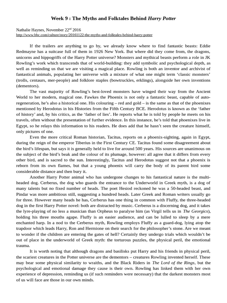 Harry Potter's Mythical Roots | PDF | Harry Potter | Mythology