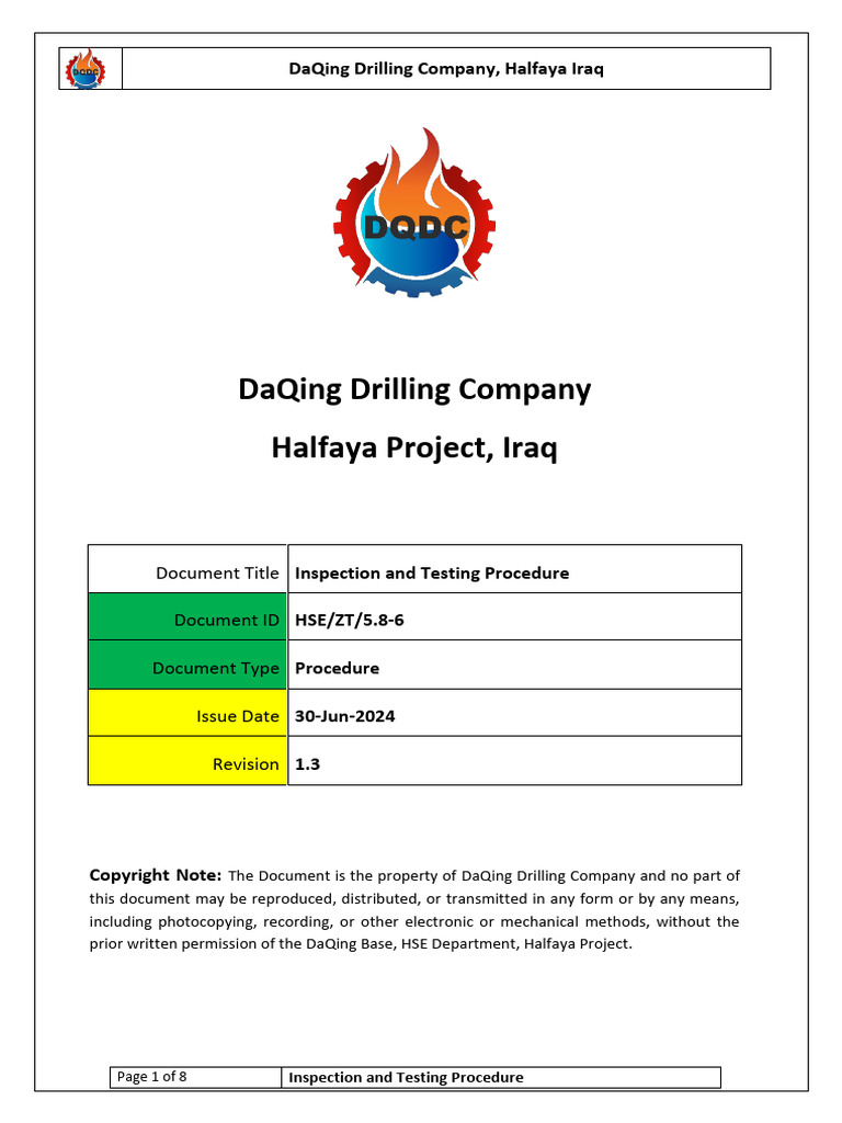 Inspection and Testing Procedure Overview | PDF | Electrician ...