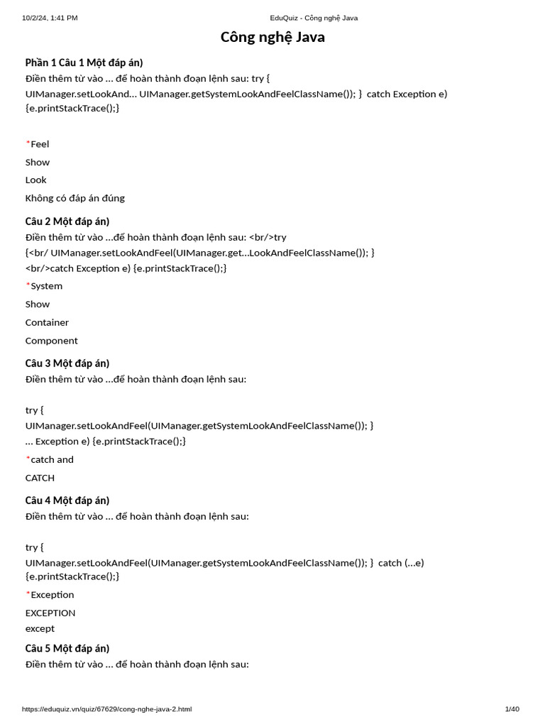 Công nghệ Java | PDF