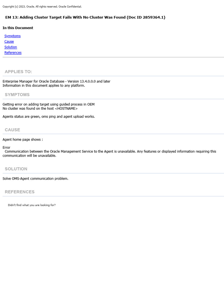 Support Note 2859364.1 EM 13 Adding Cluster Target Fails With No ...