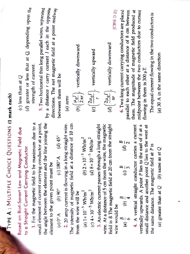 Magnetic Field MCQ 2 | PDF | Electric Current | Electricity