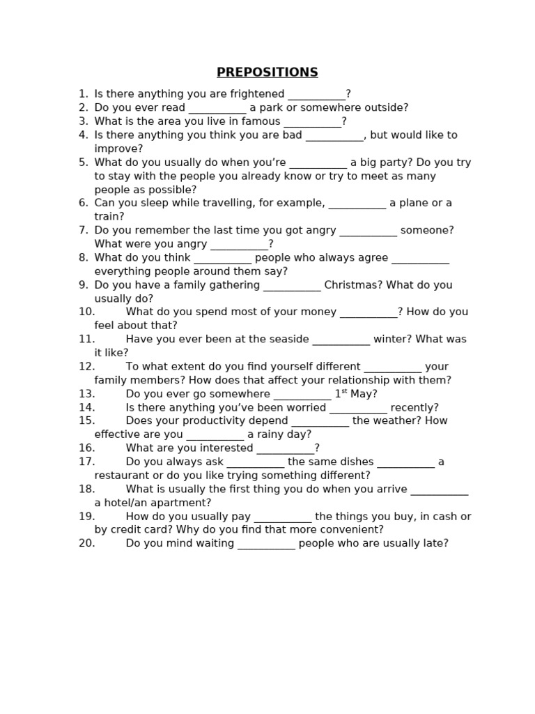 Prepositions Recap | PDF