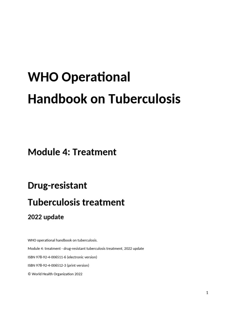 WHO Operational Handbook DRTB 2022 | PDF | Tuberculosis | Pharmacology