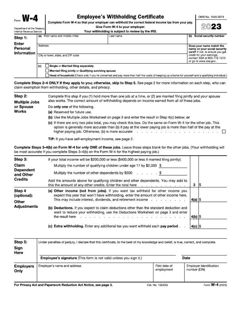 Blank W4 Form | PDF