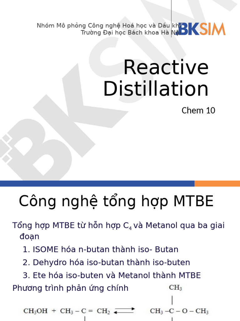 Chem 10 Reactive Distillation MTBE | PDF