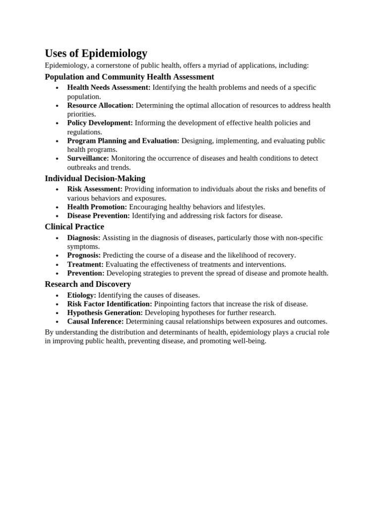 Uses of Epidemiology | PDF