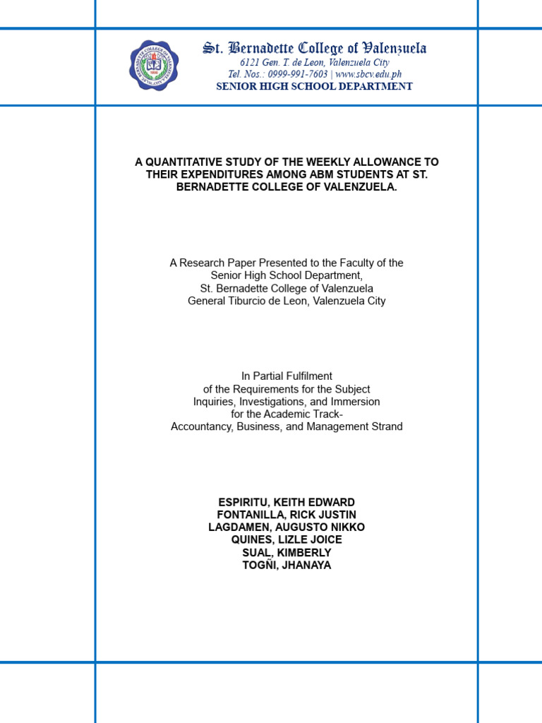Revised Group 1 Chap 1-3 | PDF | Cost Of Living | Survey Methodology