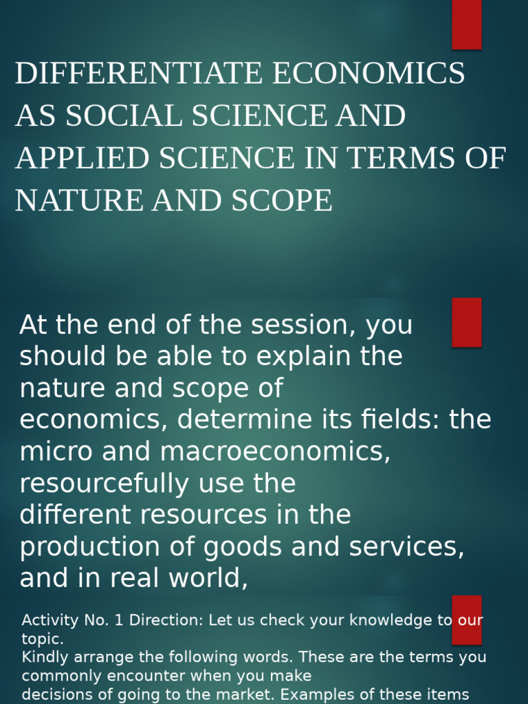 Economics: Social vs. Applied Science | PDF