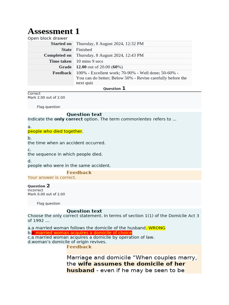 Assessment Reviews | PDF | Domicile (Law) | Legal Guardian