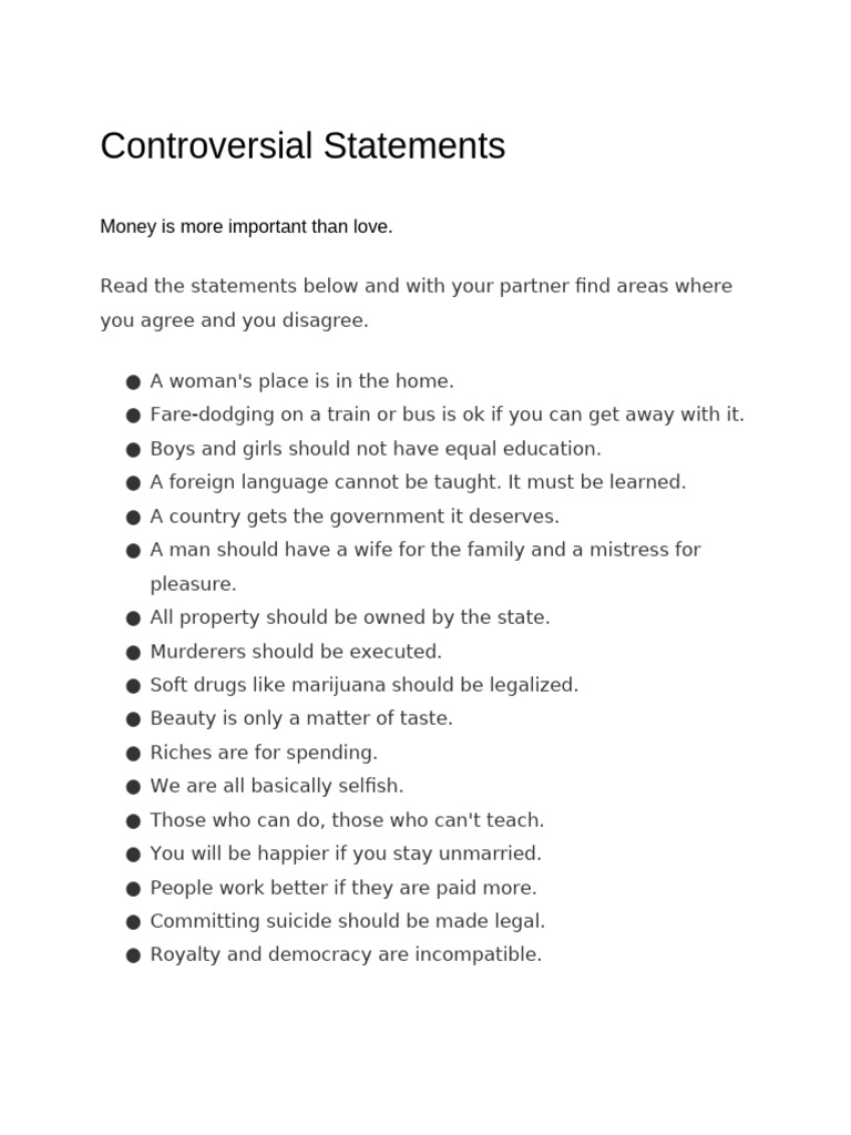 Controversial Statements | PDF