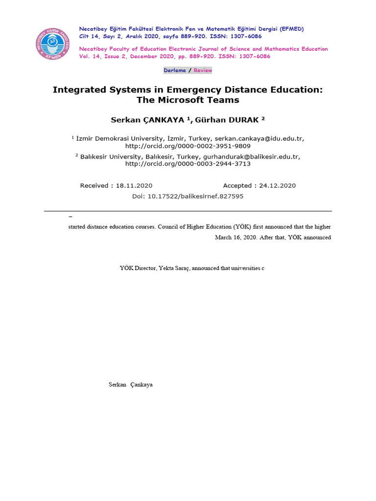 Microsoft Teams in Distance Education | PDF | Distance Education ...