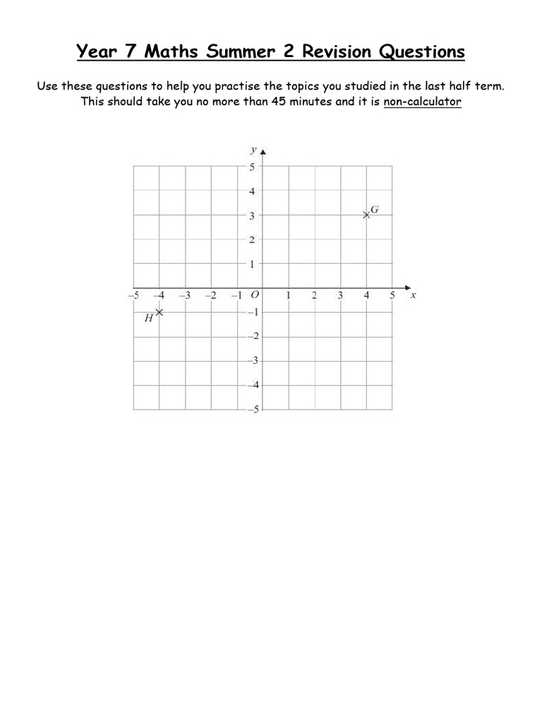 Year 7 Summer 2 Revision Questions | PDF | Geometric Shapes | Polytopes