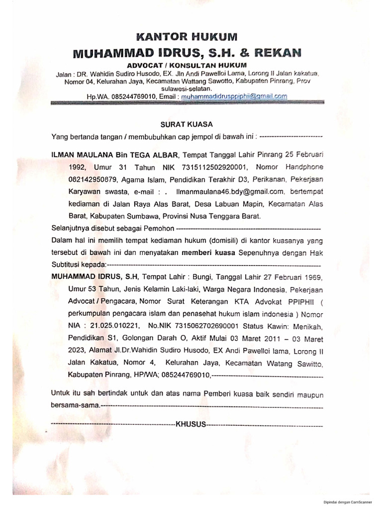 Surat Kuasa Ilman | PDF