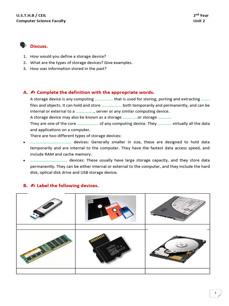 L2 Unit 7 Storage Devices | PDF | Hard Disk Drive | Computer Data Storage