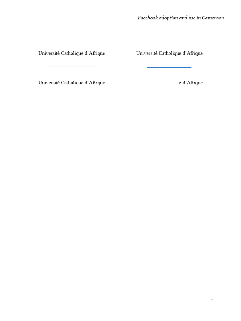 Adoption and Use of Facebook in Cameroon Final1 | PDF