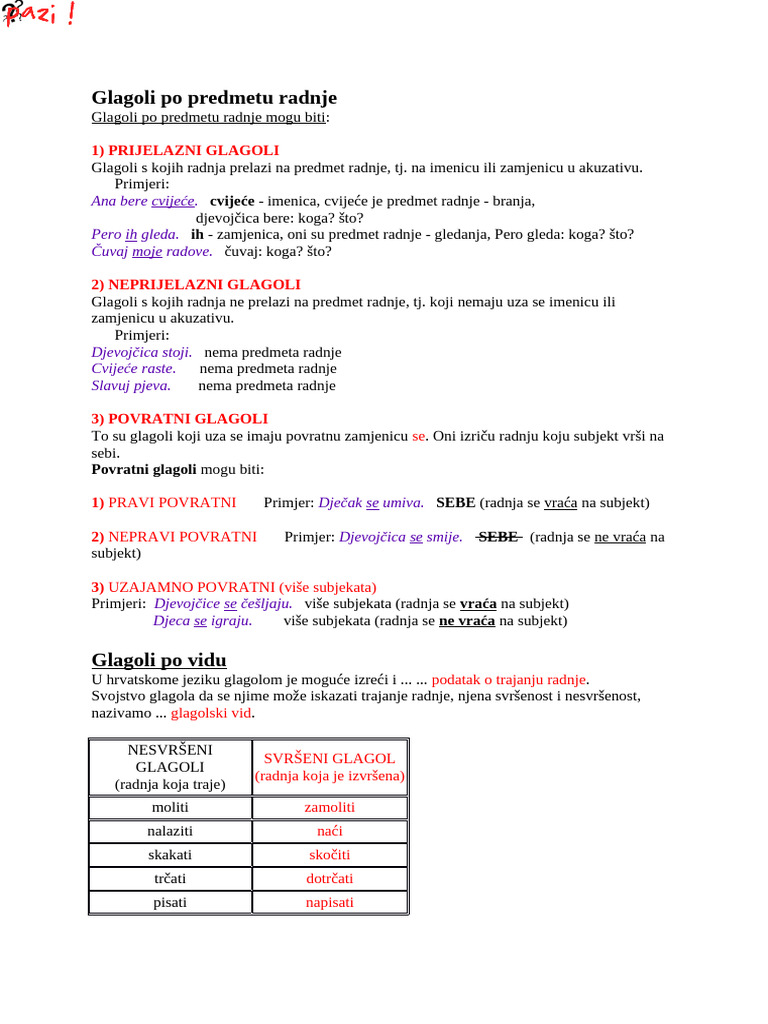 Skripta - Glagoli | PDF