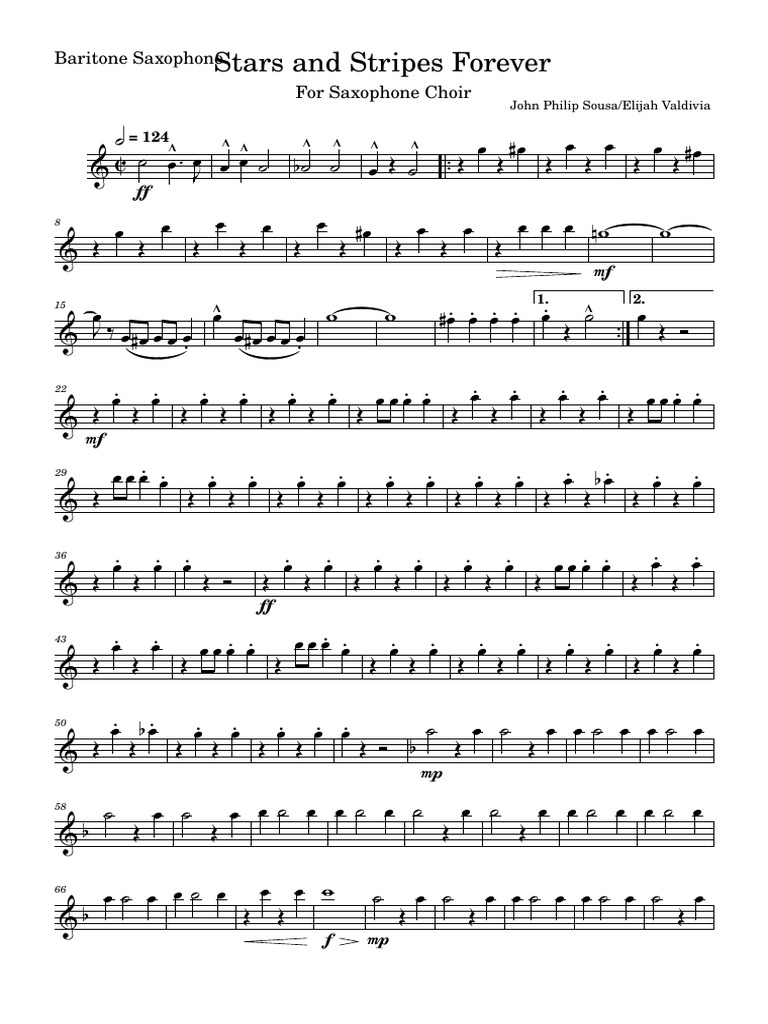 Stars and Stripes Forever: Baritone Saxophone | PDF