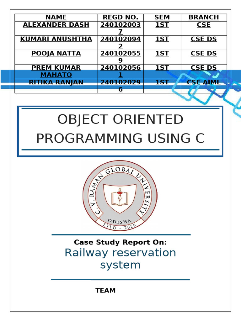 Railway Reservation System Case Study | PDF | Programming | Computer ...