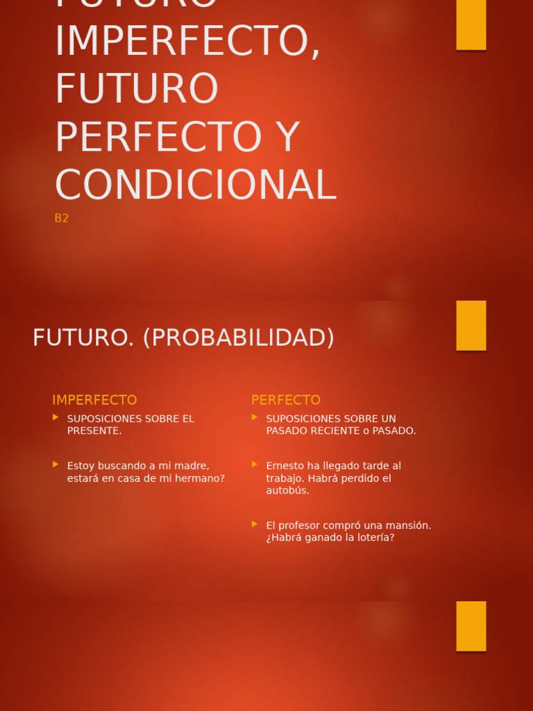 FUTURO IMPERFECTO, FUTURO PERFECTO Y CONDICIONAL | PDF