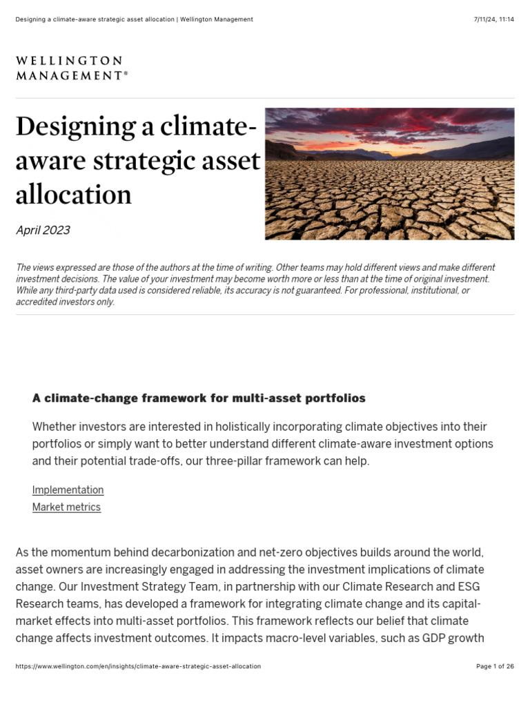 Designing a climate-aware strategic asset allocation | Wellington ...