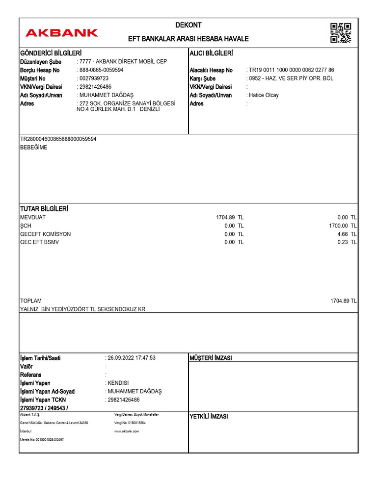 Akbank - Dekont 5 | PDF