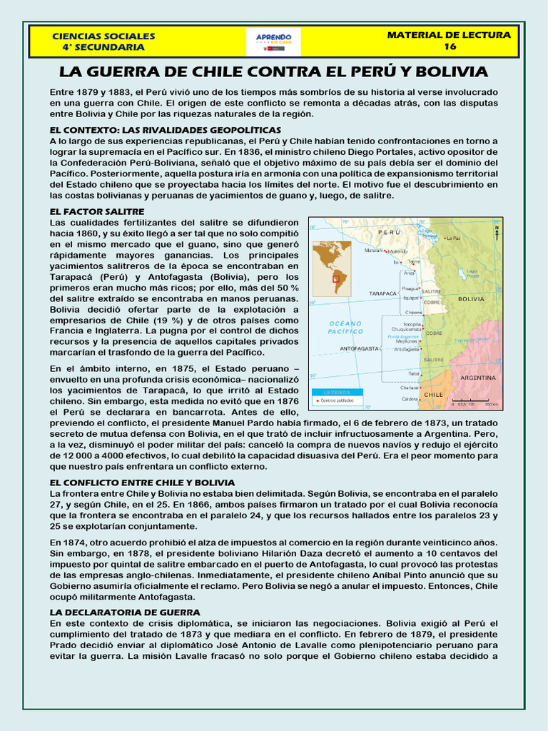 Guerra del Pacífico: Chile, Perú y Bolivia | PDF