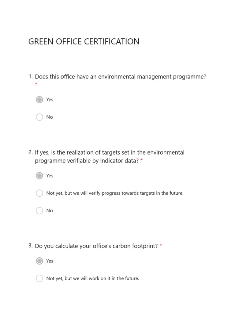 Questionnaire for Green Office | PDF | Lighting | Recycling