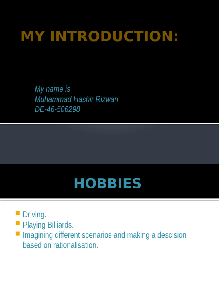 Muhammad Hashir Rizwan's Goals & Hobbies | PDF