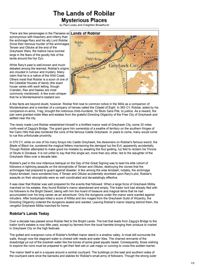 Living Greyhawk - Web Archive - Mysterious Places, The Lands of Robilar ...