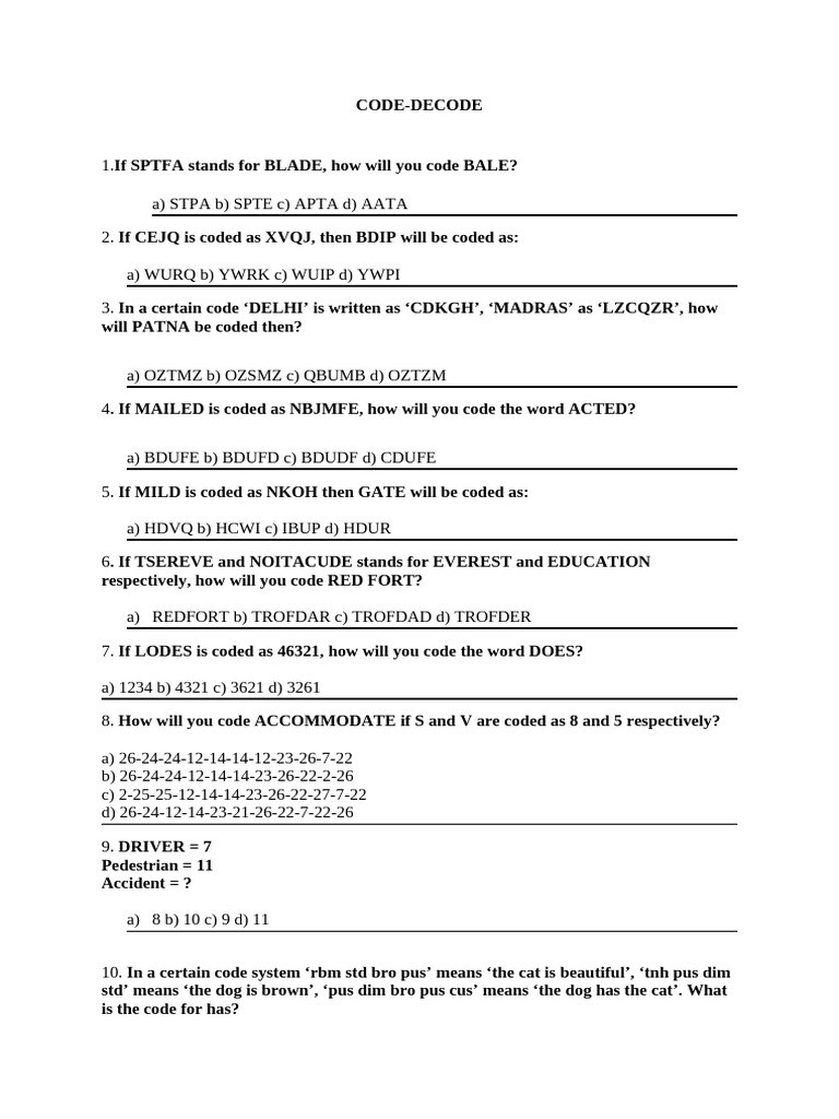 Code Decode 2 important | PDF | Sock