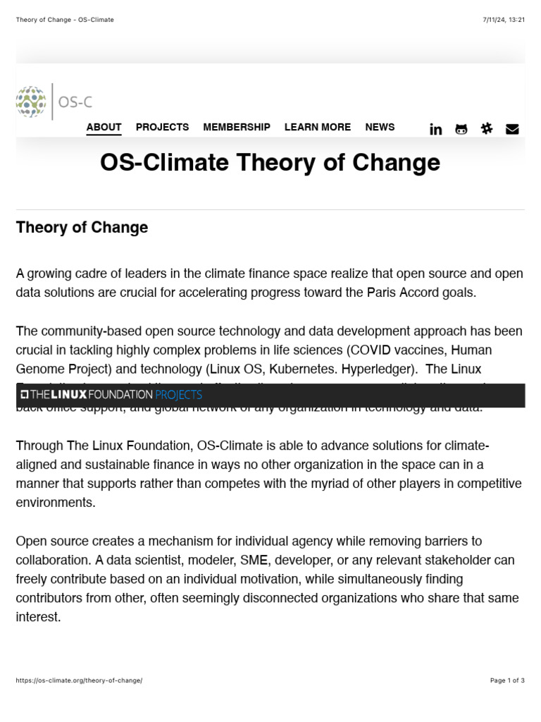 Theory of Change - OS-Climate | PDF | Open Source | Collaboration